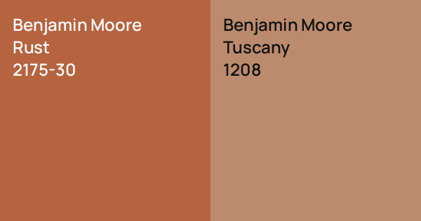 Benjamin Moore Rust vs. Benjamin Moore Tuscany comparison