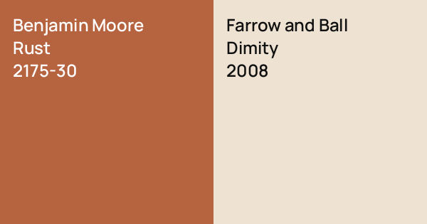 Benjamin Moore Rust vs. Farrow and Ball Dimity comparison