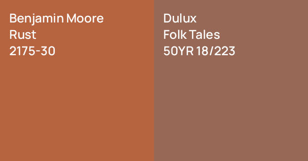Benjamin Moore Rust vs. Dulux Folk Tales comparison