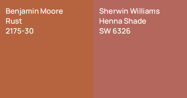 Benjamin Moore Rust vs. Sherwin Williams Henna Shade comparison