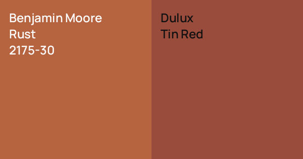 Benjamin Moore Rust vs. Dulux Tin Red comparison