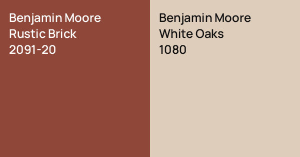 Benjamin Moore Rustic Brick vs. Benjamin Moore White Oaks comparison