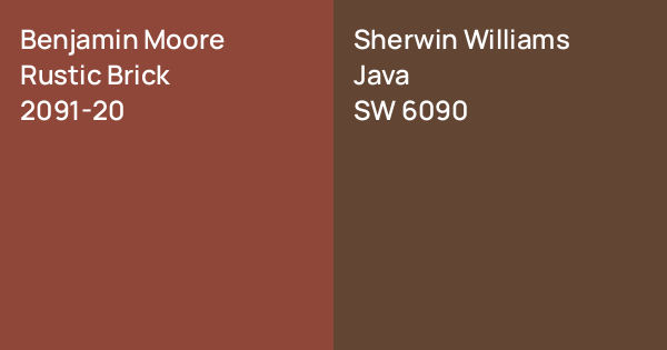 Benjamin Moore Rustic Brick vs. Sherwin Williams Java comparison