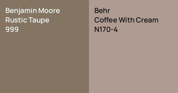 Benjamin Moore Rustic Taupe vs. Behr Coffee With Cream comparison