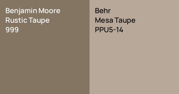 Benjamin Moore Rustic Taupe vs. Behr Mesa Taupe comparison