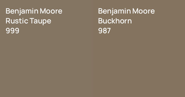 Benjamin Moore Rustic Taupe vs. Benjamin Moore Buckhorn comparison