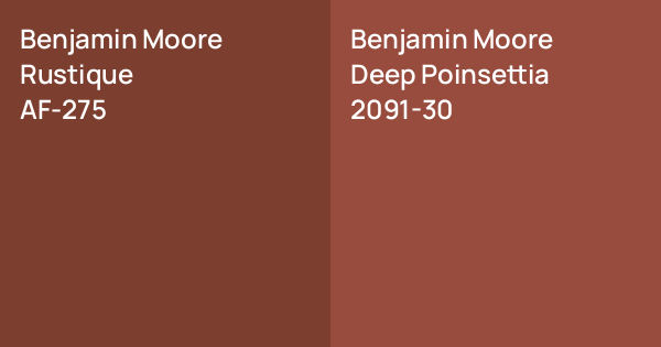 Benjamin Moore Rustique vs. Benjamin Moore Deep Poinsettia comparison