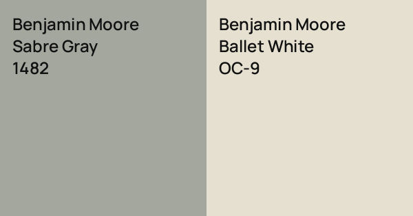 Benjamin Moore Sabre Gray vs. Benjamin Moore Ballet White comparison
