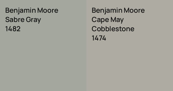 Benjamin Moore Sabre Gray vs. Benjamin Moore Cape May Cobblestone ...
