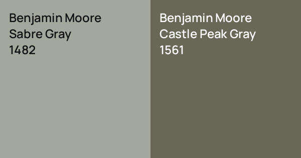 Benjamin Moore Sabre Gray vs. Benjamin Moore Castle Peak Gray comparison