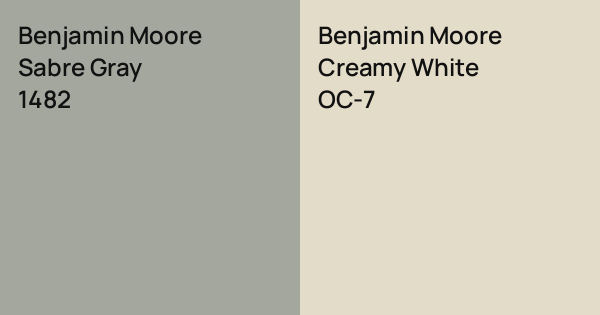 Benjamin Moore Sabre Gray vs. Benjamin Moore Creamy White comparison
