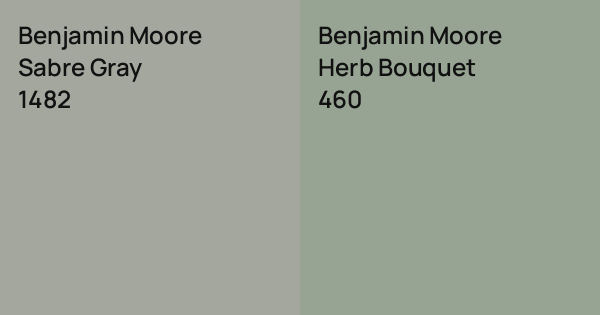 Benjamin Moore Sabre Gray vs. Benjamin Moore Herb Bouquet comparison
