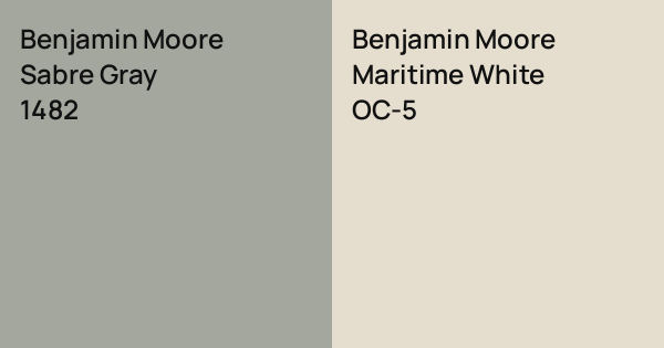 Benjamin Moore Sabre Gray vs. Benjamin Moore Maritime White comparison