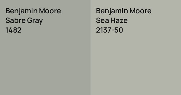 Benjamin Moore Sabre Gray vs. Benjamin Moore Sea Haze comparison