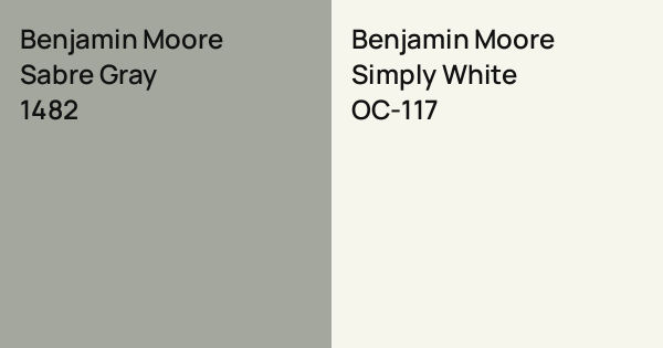 Benjamin Moore Sabre Gray vs. Benjamin Moore Simply White comparison