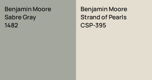 Benjamin Moore Sabre Gray vs. Benjamin Moore Strand of Pearls comparison