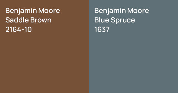 Benjamin Moore Saddle Brown vs. Benjamin Moore Blue Spruce comparison