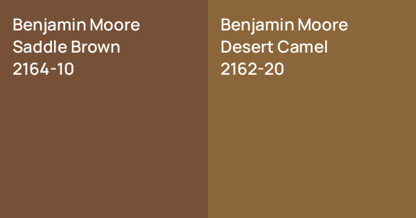 Benjamin Moore Saddle Brown vs. Benjamin Moore Desert Camel comparison