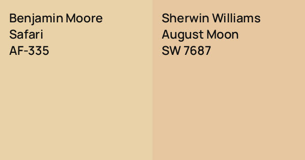 Benjamin Moore Safari vs. Sherwin Williams August Moon comparison