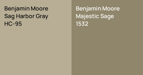 Benjamin Moore Sag Harbor Gray vs. Benjamin Moore Majestic Sage comparison