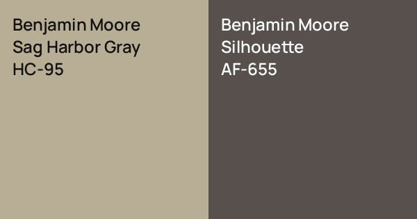 Benjamin Moore Sag Harbor Gray vs. Benjamin Moore Silhouette comparison