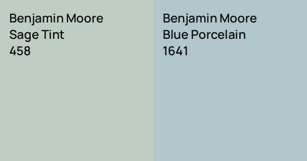 Benjamin Moore Sage Tint vs. Benjamin Moore Blue Porcelain comparison