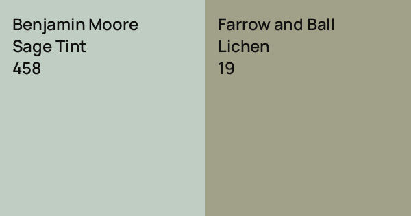 Benjamin Moore Sage Tint vs. Farrow and Ball Lichen comparison