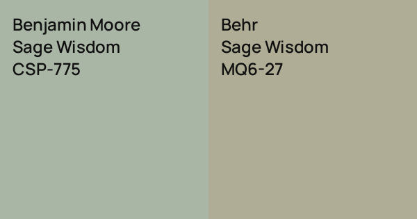 Benjamin Moore Sage Wisdom vs. Behr Sage Wisdom comparison