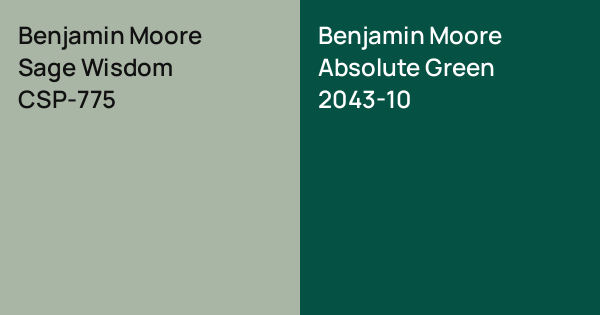 Benjamin Moore Sage Wisdom vs. Benjamin Moore Absolute Green comparison