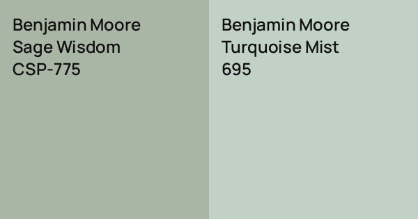 Benjamin Moore Sage Wisdom vs. Benjamin Moore Turquoise Mist comparison