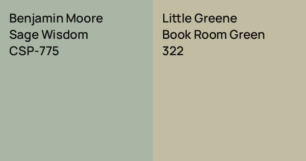 Benjamin Moore Sage Wisdom vs. Little Greene Book Room Green comparison
