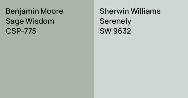 Benjamin Moore Sage Wisdom vs. Sherwin Williams Serenely comparison