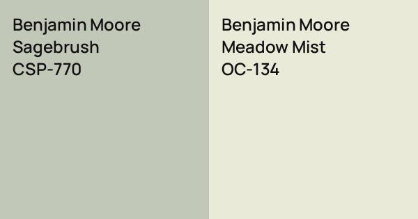 Benjamin Moore Sagebrush vs. Benjamin Moore Meadow Mist comparison