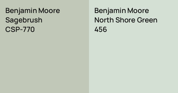 Benjamin Moore Sagebrush vs. Benjamin Moore North Shore Green comparison