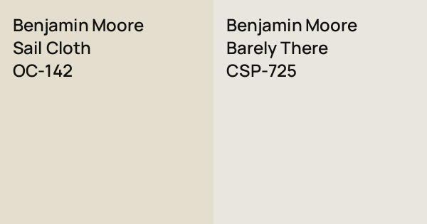 Benjamin Moore Sail Cloth vs. Benjamin Moore Barely There comparison