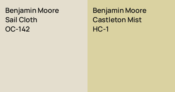 Benjamin Moore Sail Cloth vs. Benjamin Moore Castleton Mist comparison