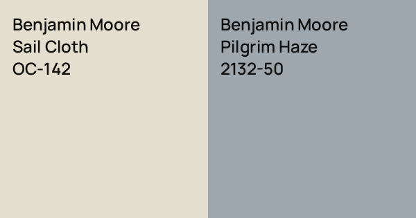 Benjamin Moore Sail Cloth vs. Benjamin Moore Pilgrim Haze comparison