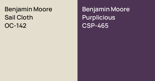 Benjamin Moore Sail Cloth vs. Benjamin Moore Purplicious comparison