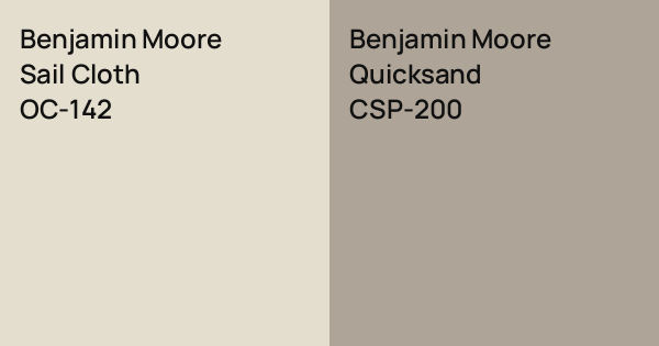 Benjamin Moore Sail Cloth vs. Benjamin Moore Quicksand comparison