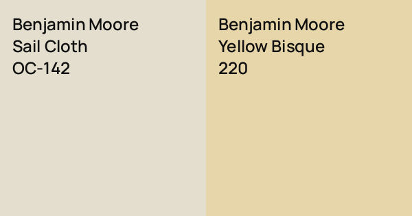 Benjamin Moore Sail Cloth vs. Benjamin Moore Yellow Bisque comparison