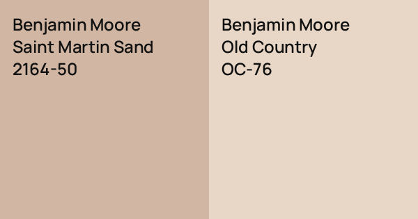 Benjamin Moore Saint Martin Sand vs. Benjamin Moore Old Country comparison