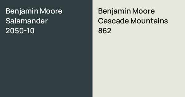 Benjamin Moore Salamander vs. Benjamin Moore Cascade Mountains comparison