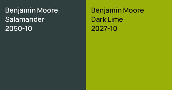 Benjamin Moore Salamander vs. Benjamin Moore Dark Lime comparison