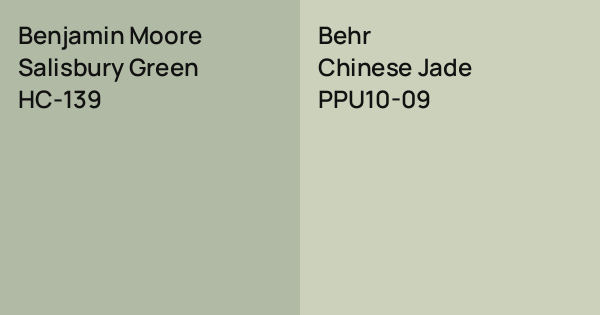 Benjamin Moore Salisbury Green vs. Behr Chinese Jade comparison