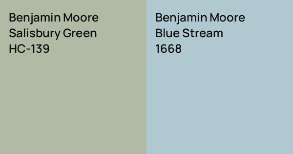 Benjamin Moore Salisbury Green vs. Benjamin Moore Blue Stream comparison