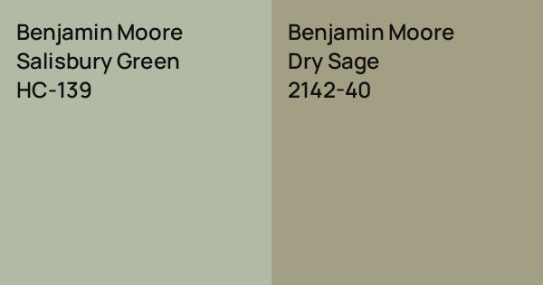 Benjamin Moore Salisbury Green vs. Benjamin Moore Dry Sage comparison
