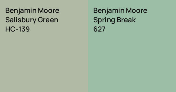 Benjamin Moore Salisbury Green vs. Benjamin Moore Spring Break comparison