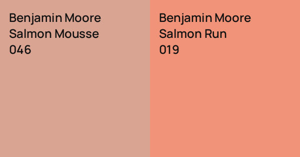 Benjamin Moore Salmon Mousse vs. Benjamin Moore Salmon Run comparison