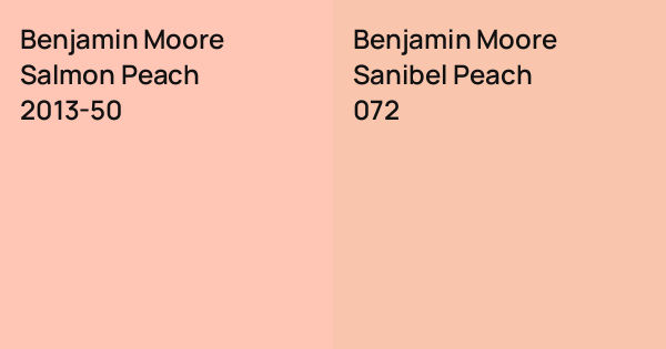 Benjamin Moore Salmon Peach vs. Benjamin Moore Sanibel Peach comparison