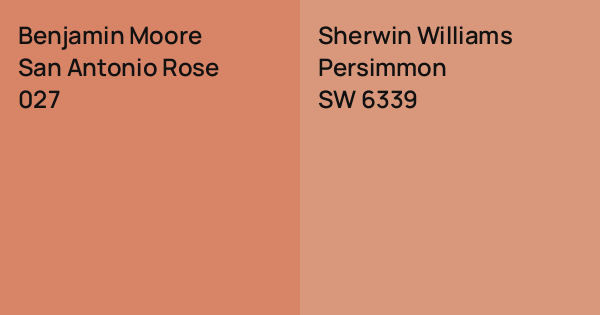 Benjamin Moore San Antonio Rose vs. Sherwin Williams Persimmon comparison